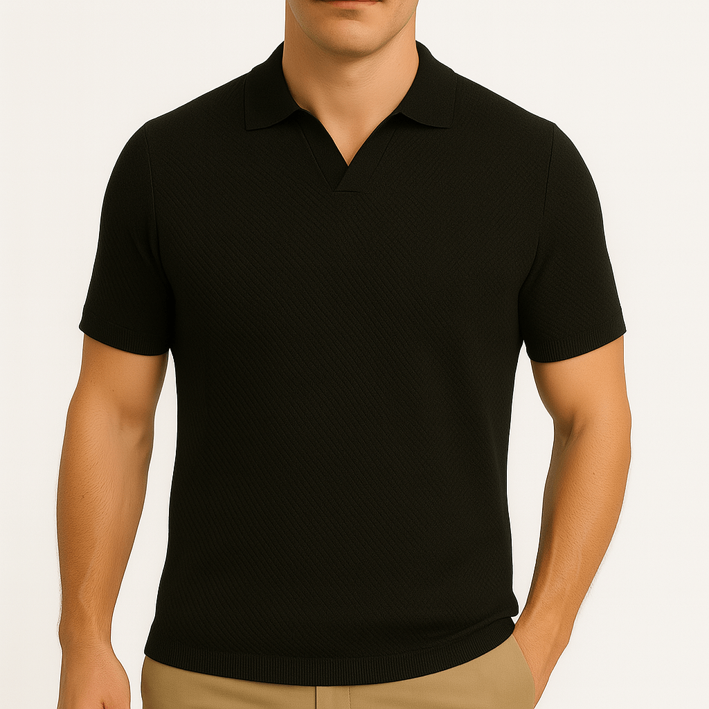 Men’s Peruvian Cotton Polo – Soft Knit Shirt with Waffle Collar